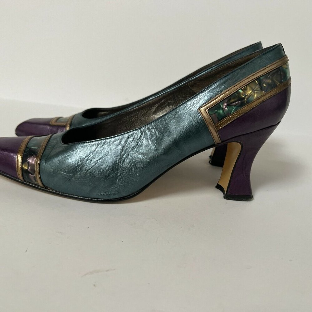 Vintage Margaret Jerrold Colorblock Pumps Heels Shoes… - Gem
